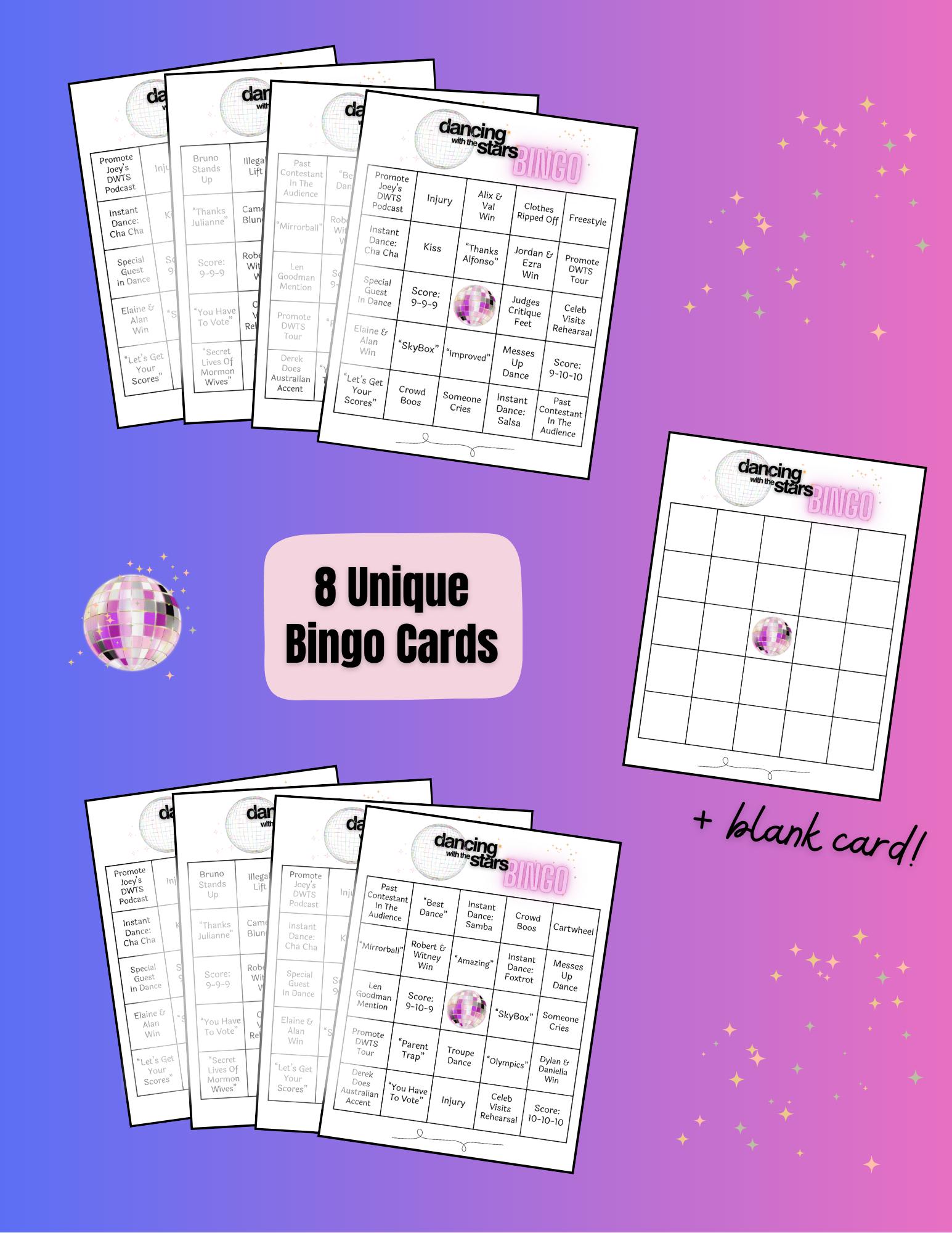 Dancing With the Stars Finale: DWTS Bingo • DWTS Paddles - Etsy