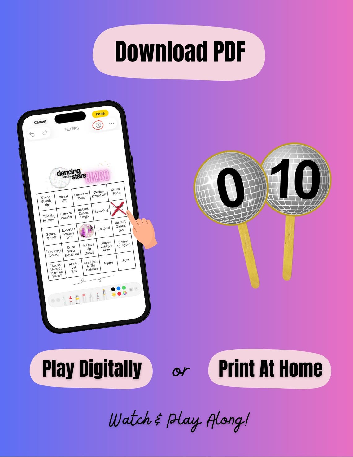 Dancing With the Stars Finale: DWTS Bingo • DWTS Paddles - Etsy