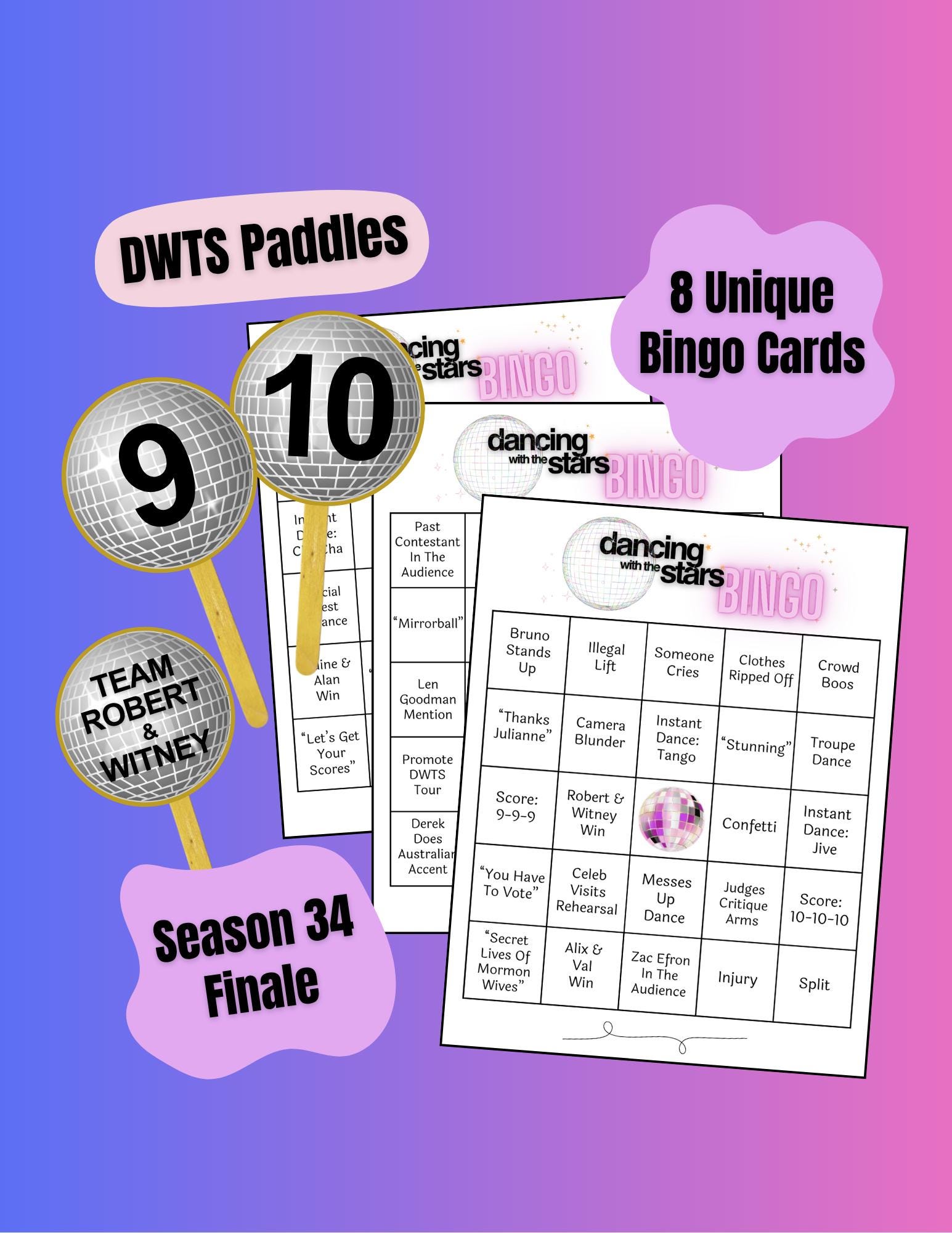Dancing With the Stars Finale: DWTS Bingo • DWTS Paddles - Etsy