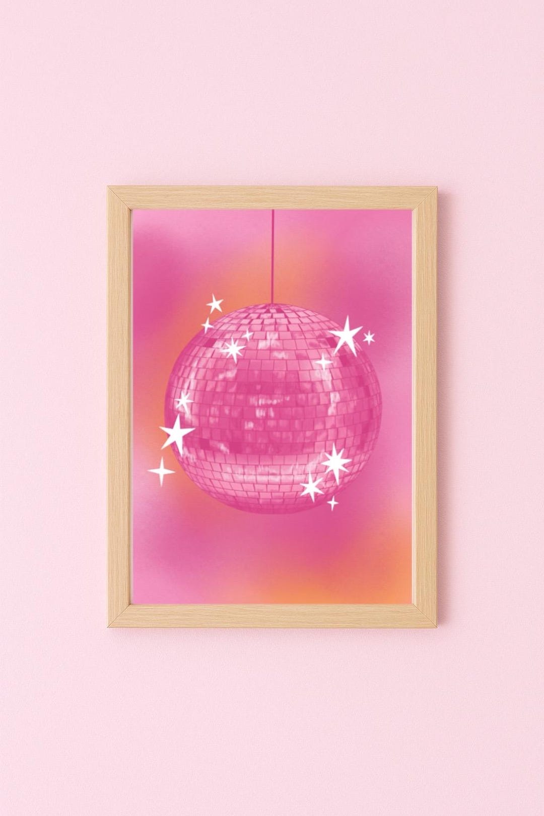 Pink Discoball | Pink Mirrorball Digital Download of Art Illustration ...