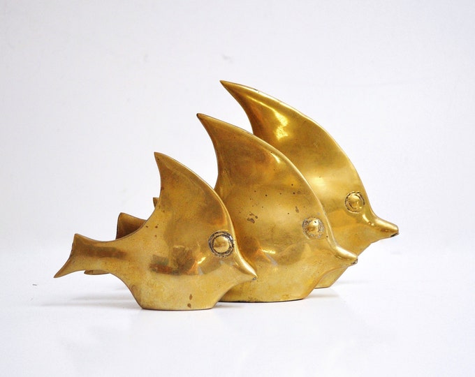 Vintage Brass Fish Family Figurines - Etsy