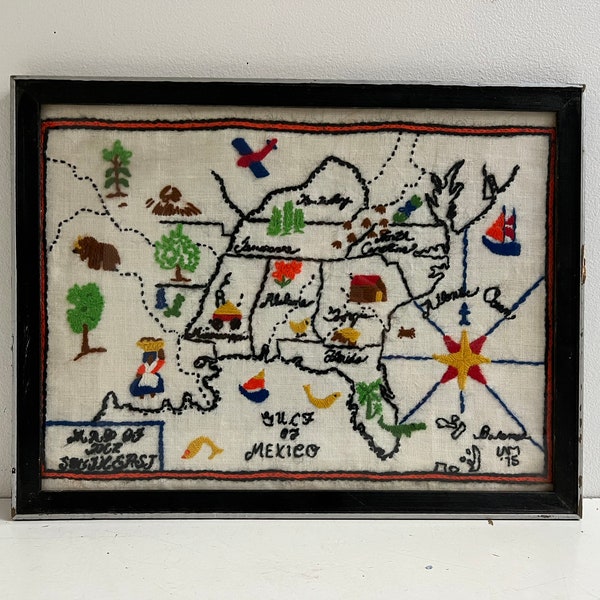 Embroidered Map - Etsy