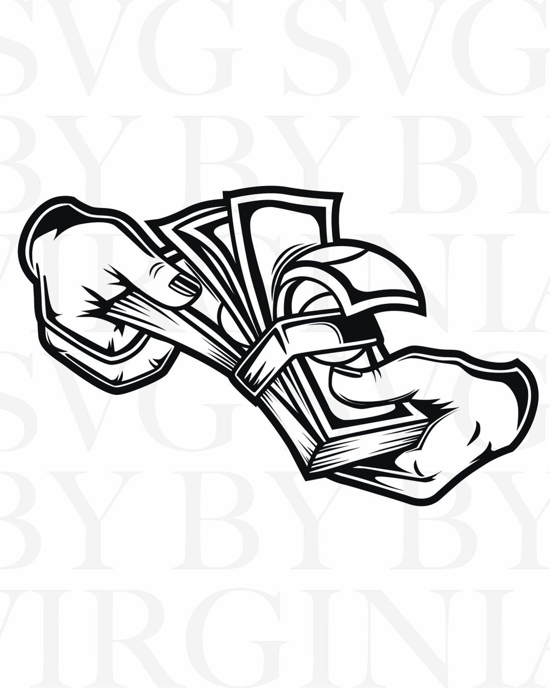 Money in Hand SVG: Cash Stack Hustle Graphic (digital Download) - Etsy