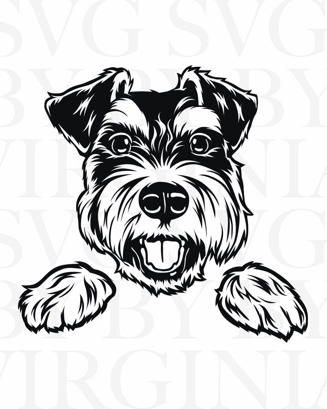 Mini Schnauzer Face SVG | Dog Outline Clipart (digital Download) - Etsy
