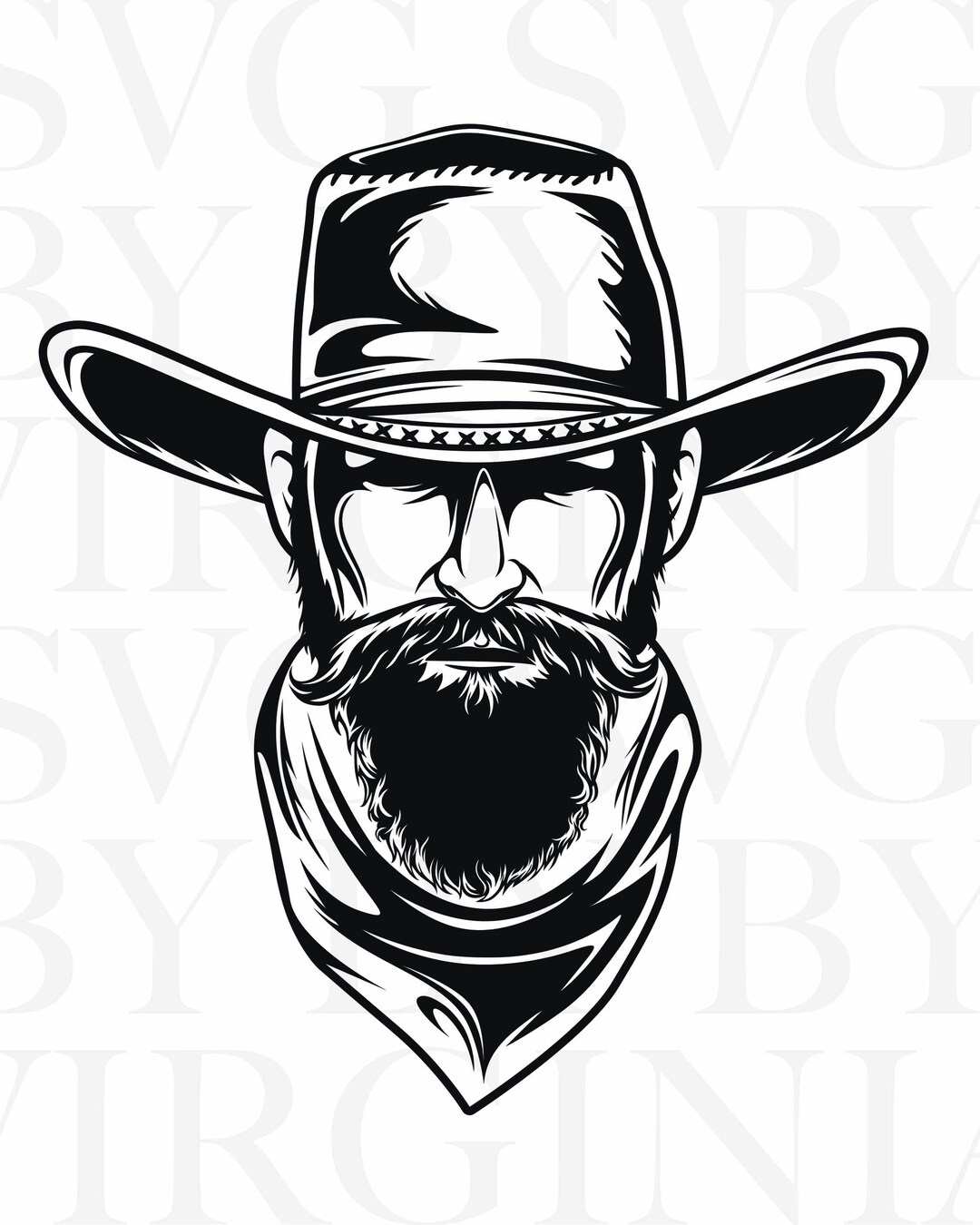 Bearded Cowboy SVG: Wild West Outlaw Cut File (digital Download) - Etsy