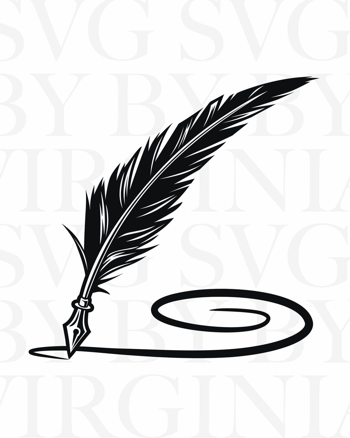 Feather Quill SVG Cut File: Felt Pen Clipart Vector Graphics (digital ...