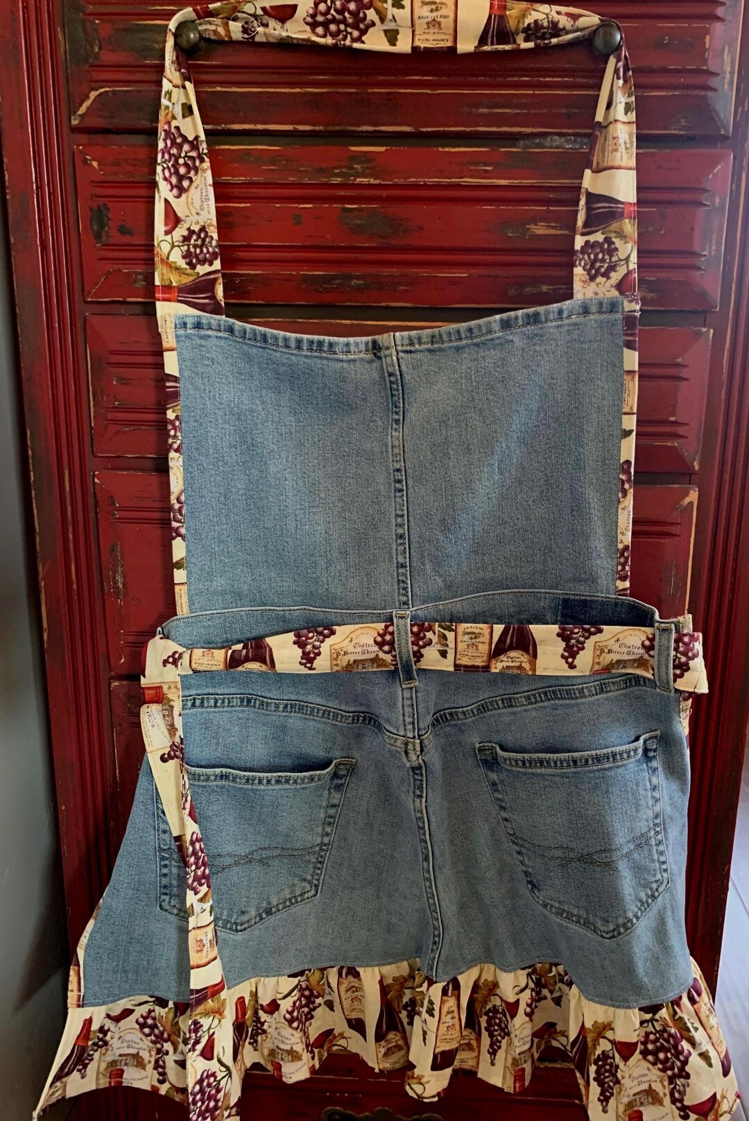 Denim Apron: Wine & Grapes Motif, Cooking in Style - Etsy