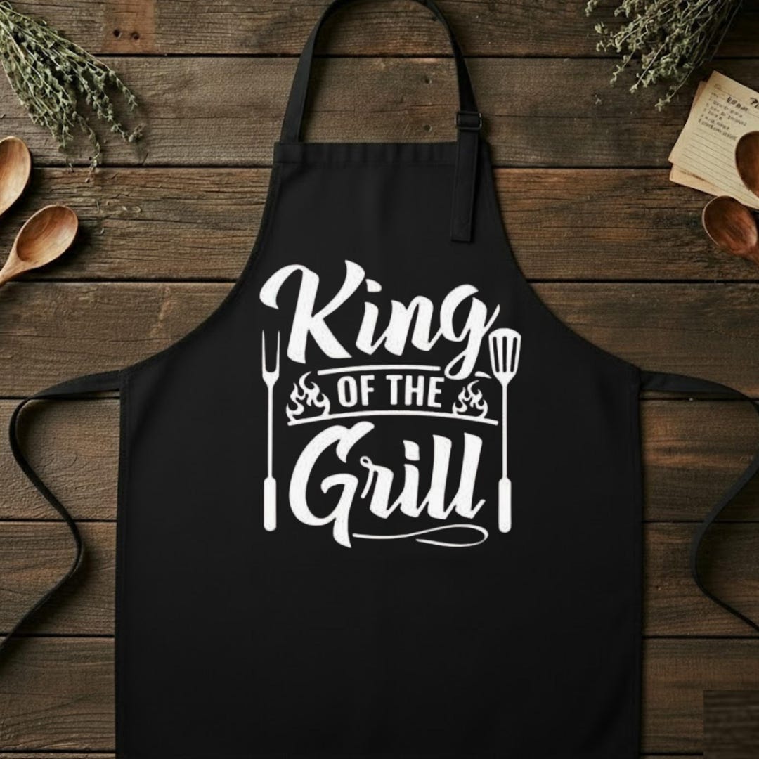 King of the Grill Apron, Funny BBQ Cooking Apron for Men, Grilling Gift ...