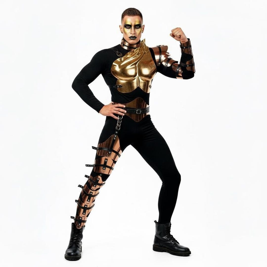 Gold Armor Costume Set, Arm & Leg Covers, Festival Warrior Outfit ...