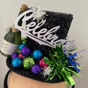 Black Shiny Top Hat With Champagne & Celebrate Sign - Etsy