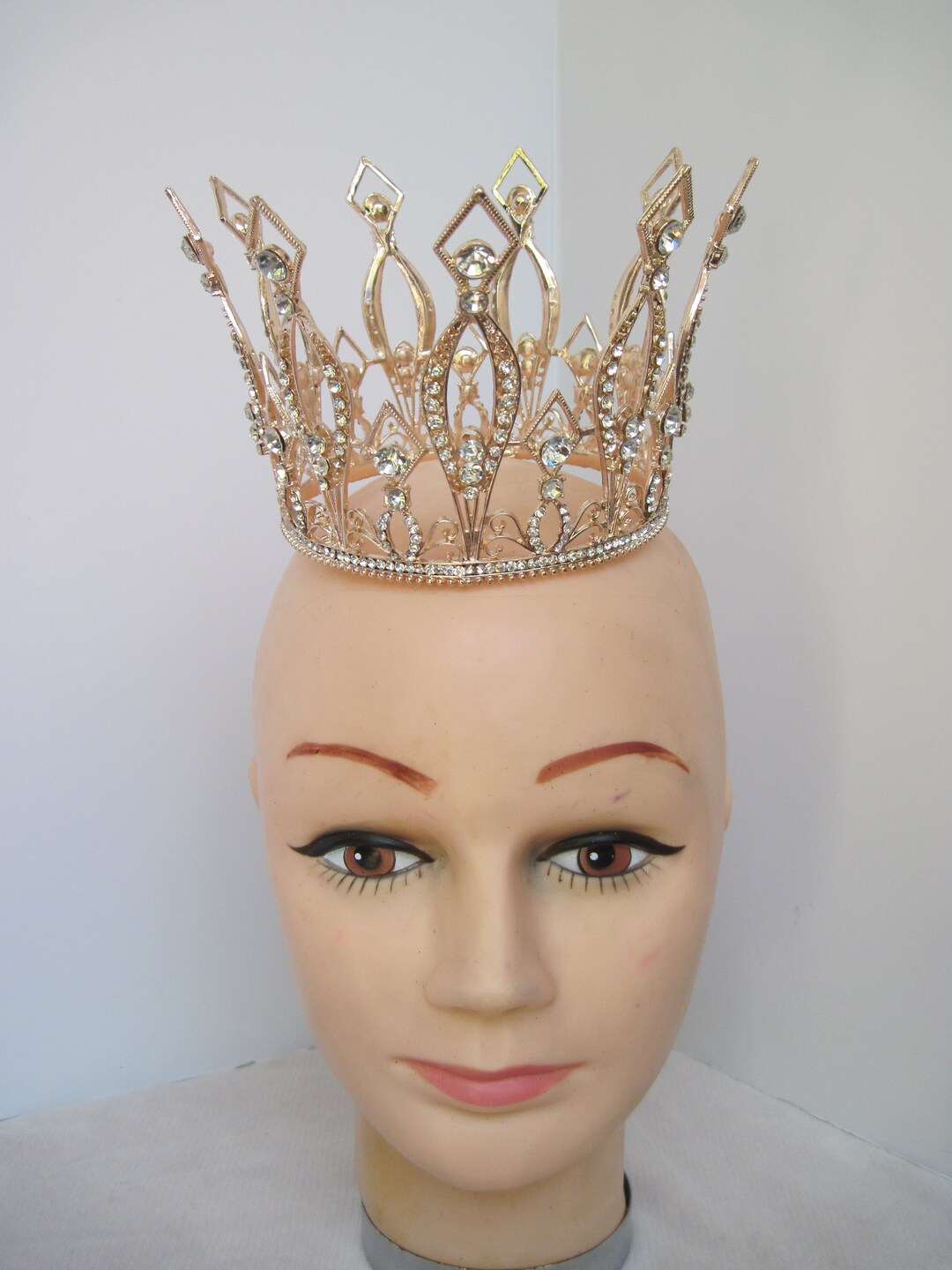 Gold Metal Worked Upscale Crystal Crown - Etsy