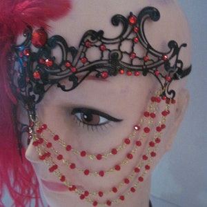 Feathered Red Cardinal Bird on a Feathered Mask With Eye Chains - Etsy