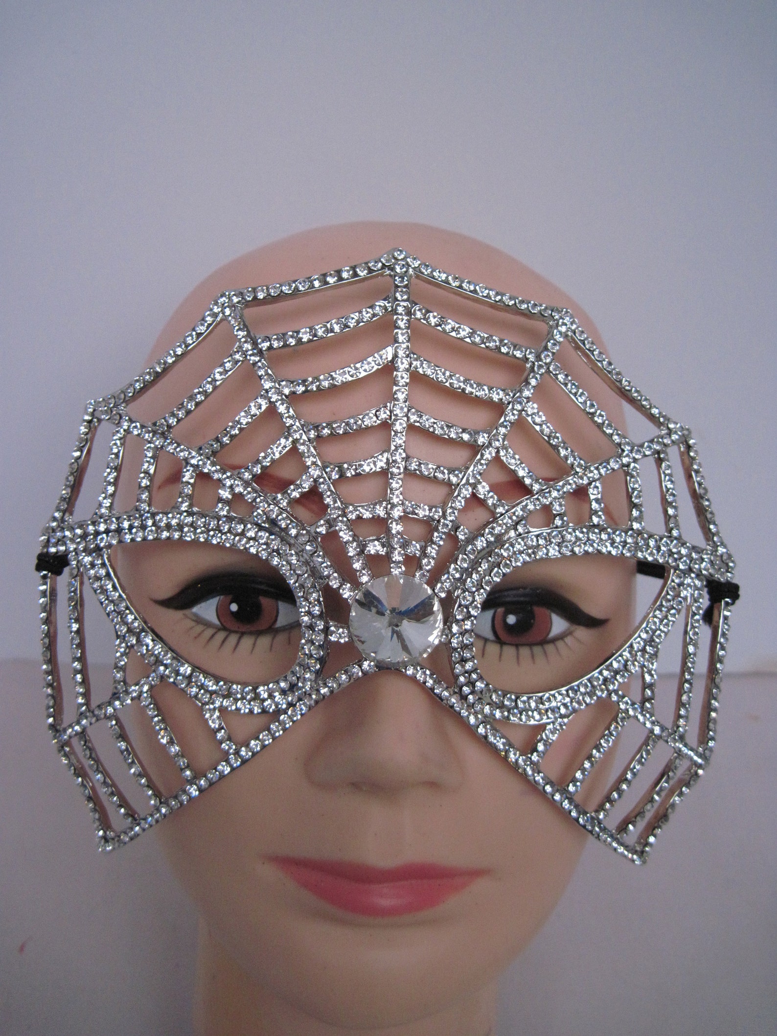 Faceted Crystal Spider Web Unisex Half Mask | Etsy