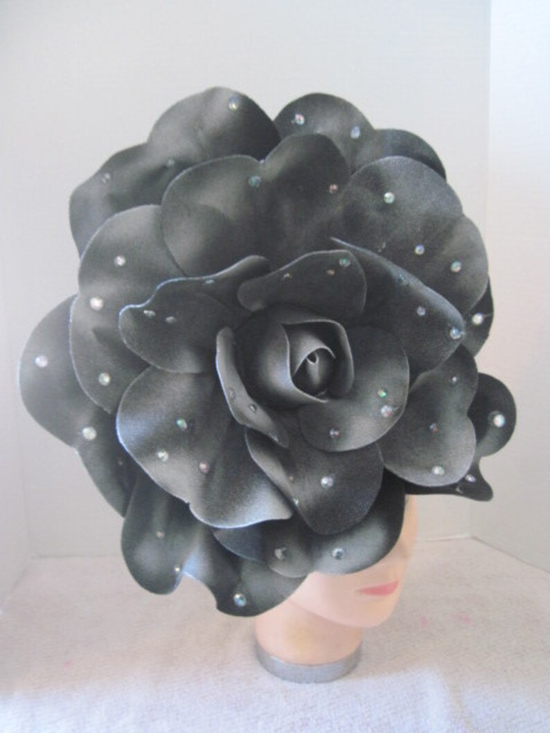 Elegant Extra Large Single Black Rose With Crystals Accents - Etsy