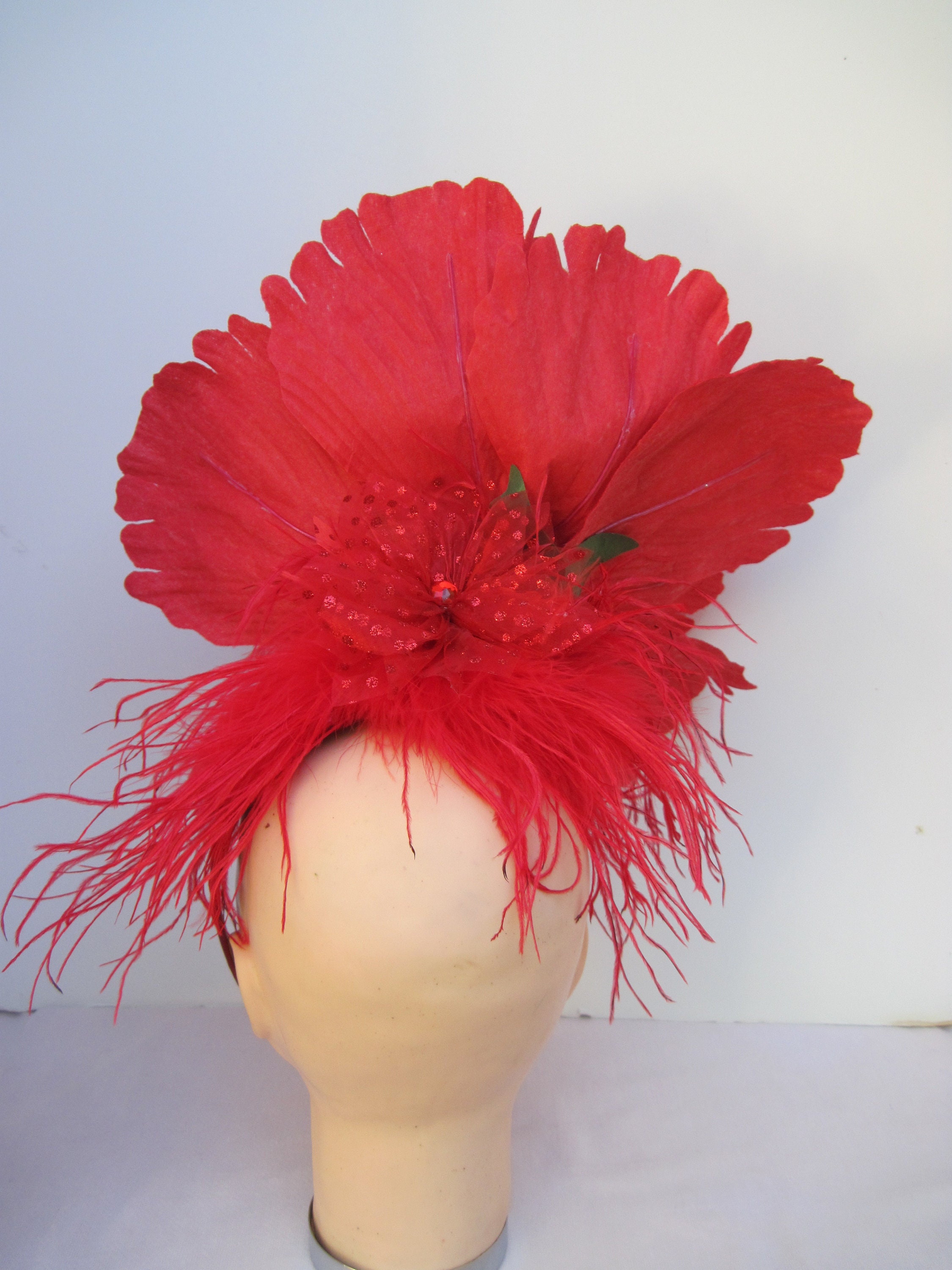 Red Flower Headpiece - Etsy