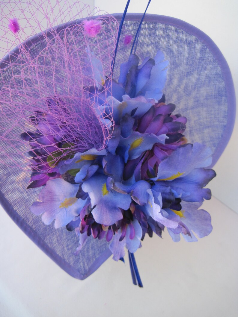 Lavender Purple Tear Drop Fascinator With Purple Iris & - Etsy