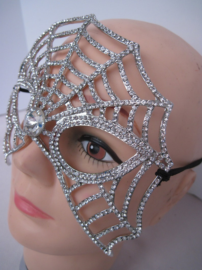Faceted Crystal Spider Web Unisex Half Mask | Etsy