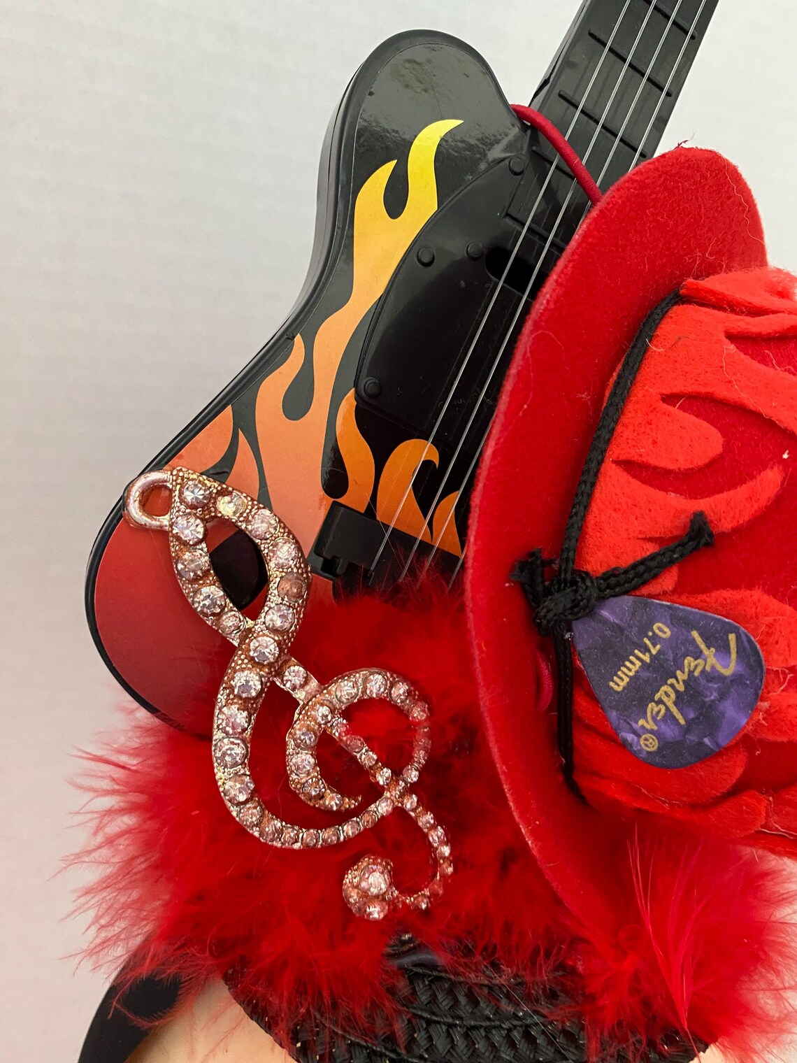 Guitar & Red Flaming Hat Fascinator - Etsy