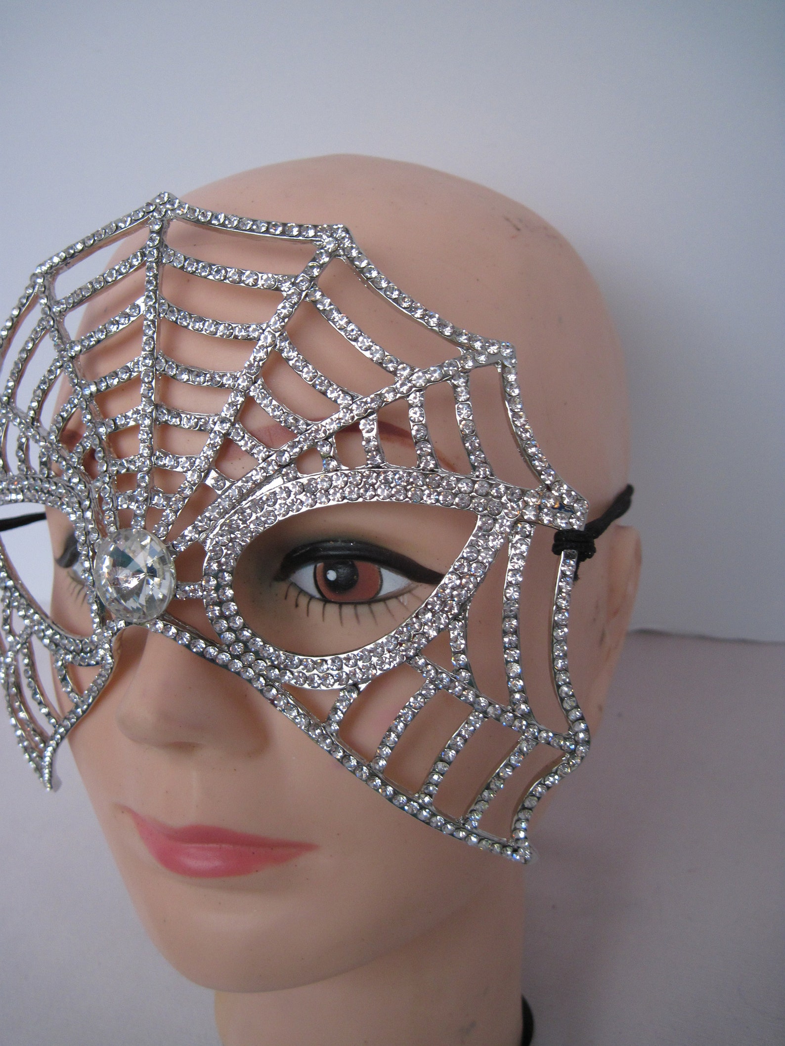 Faceted Crystal Spider Web Unisex Half Mask | Etsy