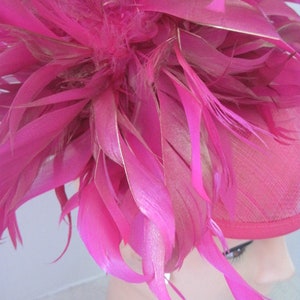 Hot Pink Sinamay Hat With Spiky Pink Feathers With Gold Spray - Etsy