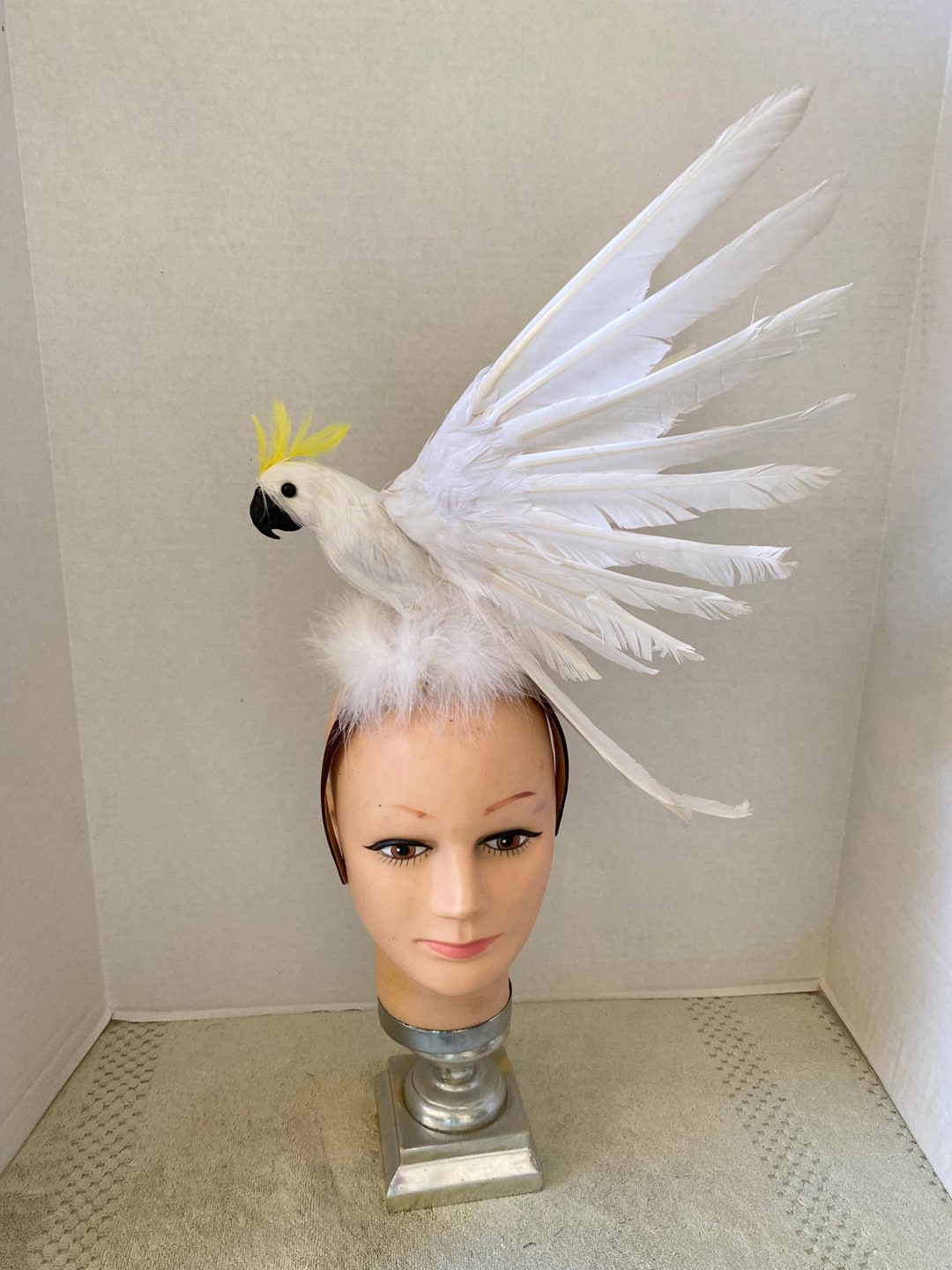 White Feathered Cockatiel or Parrot Headpiece - Etsy