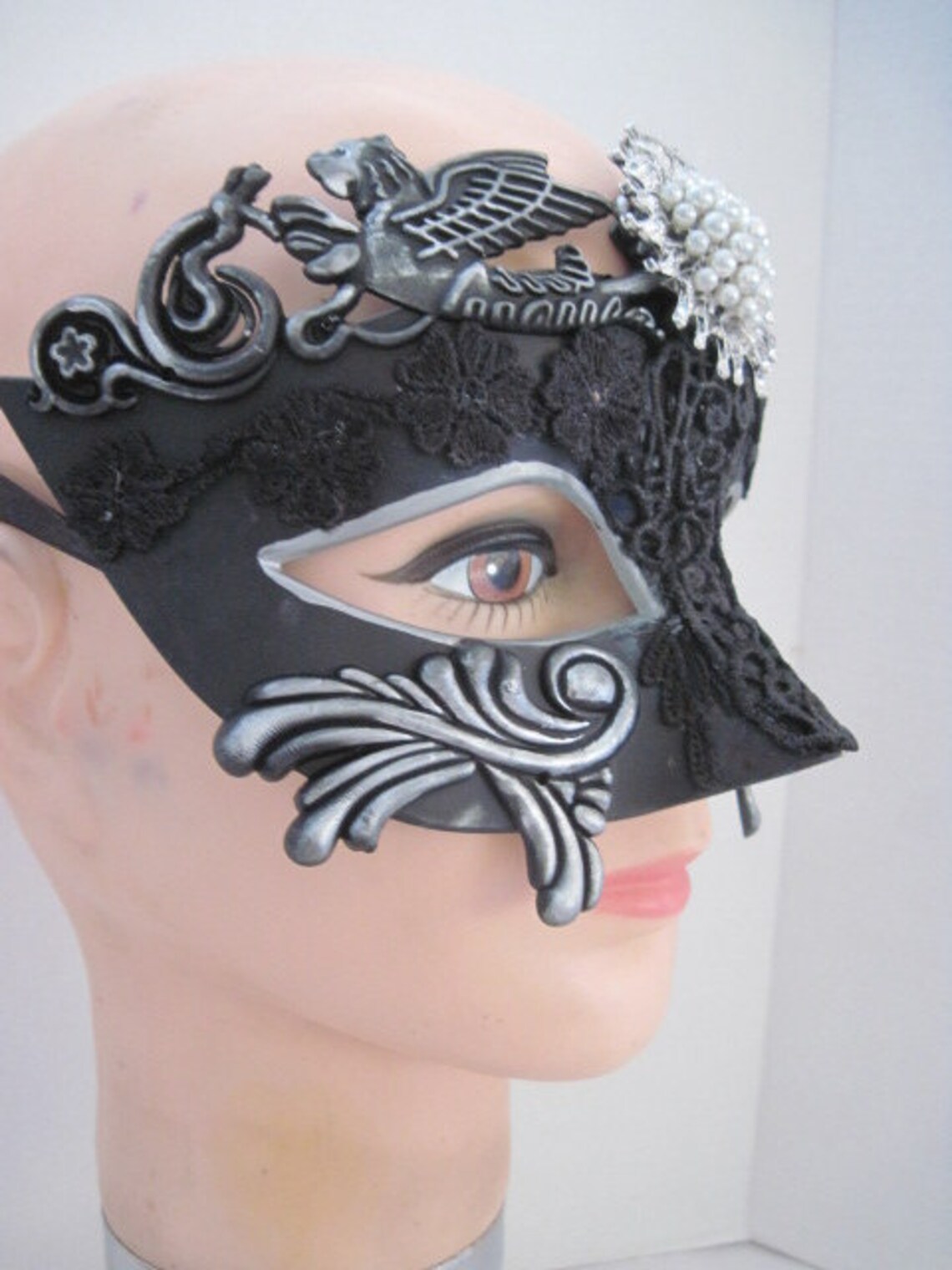 Feminized Black N Silver Gladiator Mask | Etsy