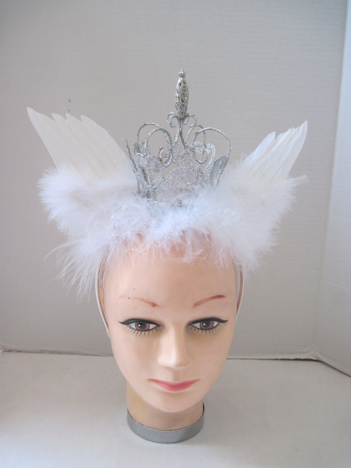 Silver Crown With White Feathered Wings - Etsy