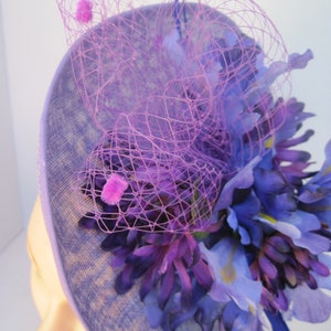Lavender Purple Tear Drop Fascinator With Purple Iris & Millinery ...