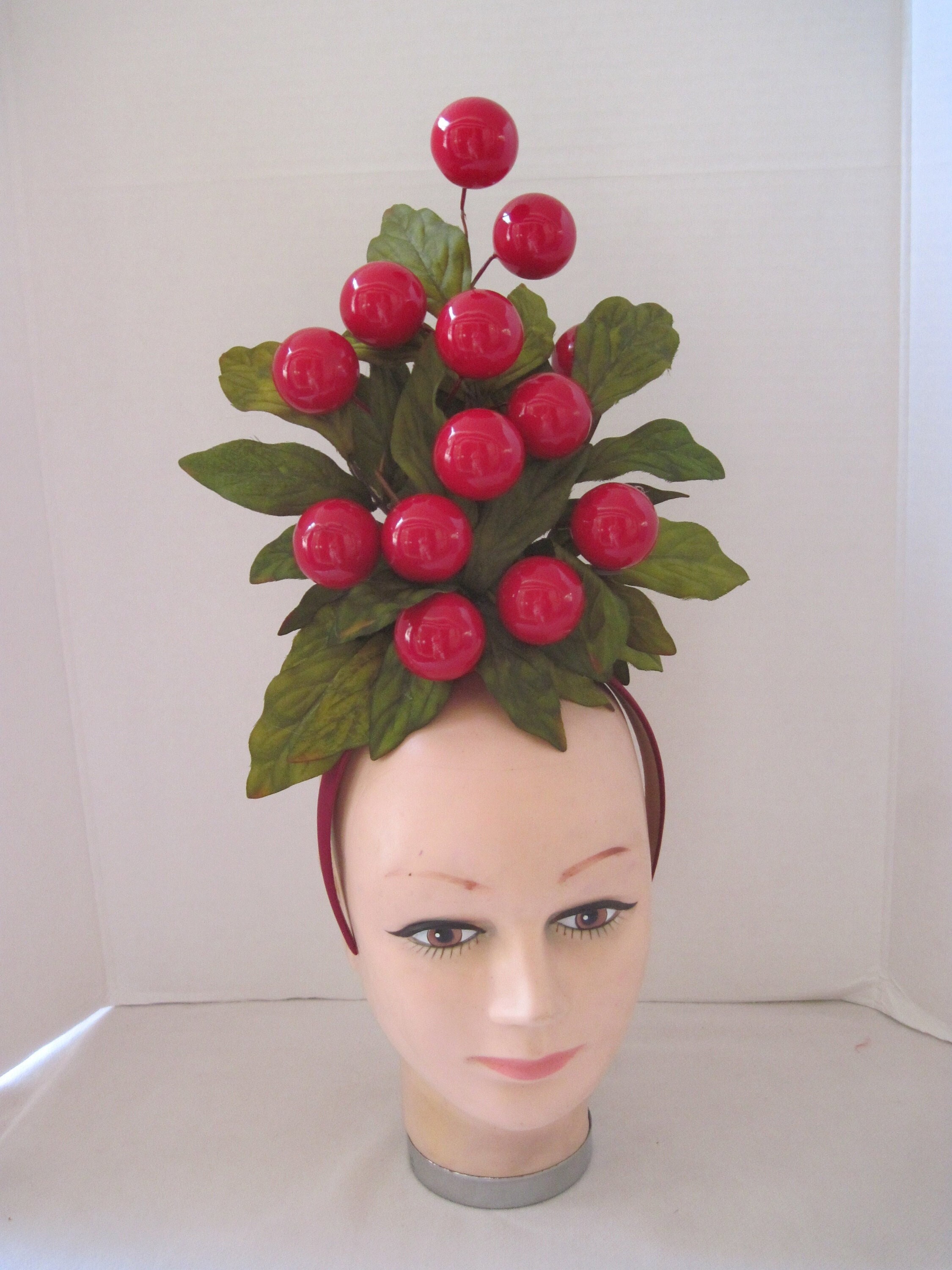 Jumbo Red Velvet Cherry Headpiece | Etsy
