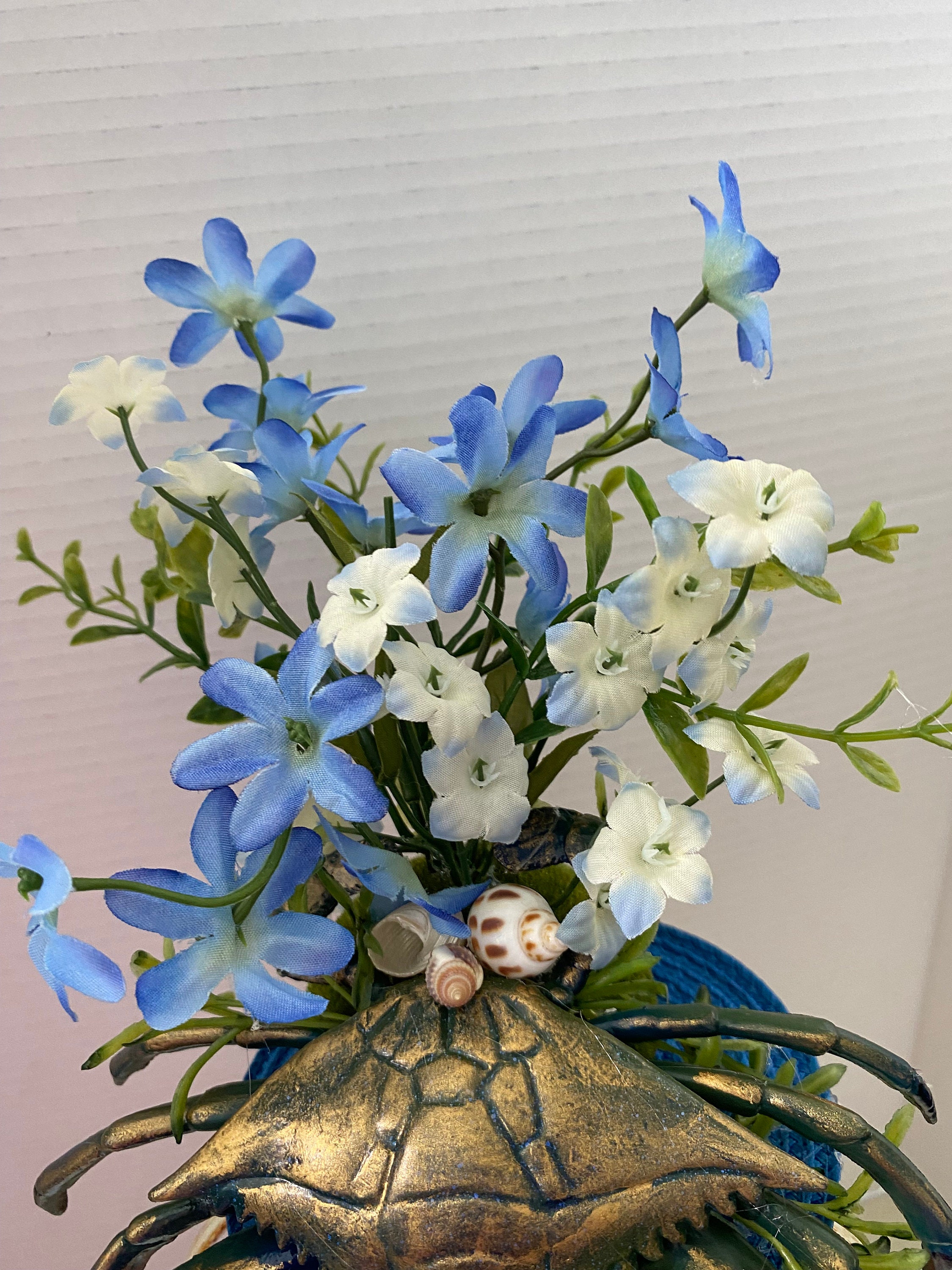 Blue Crab Fascinator With Blue Flowers N Ocean Shells - Etsy