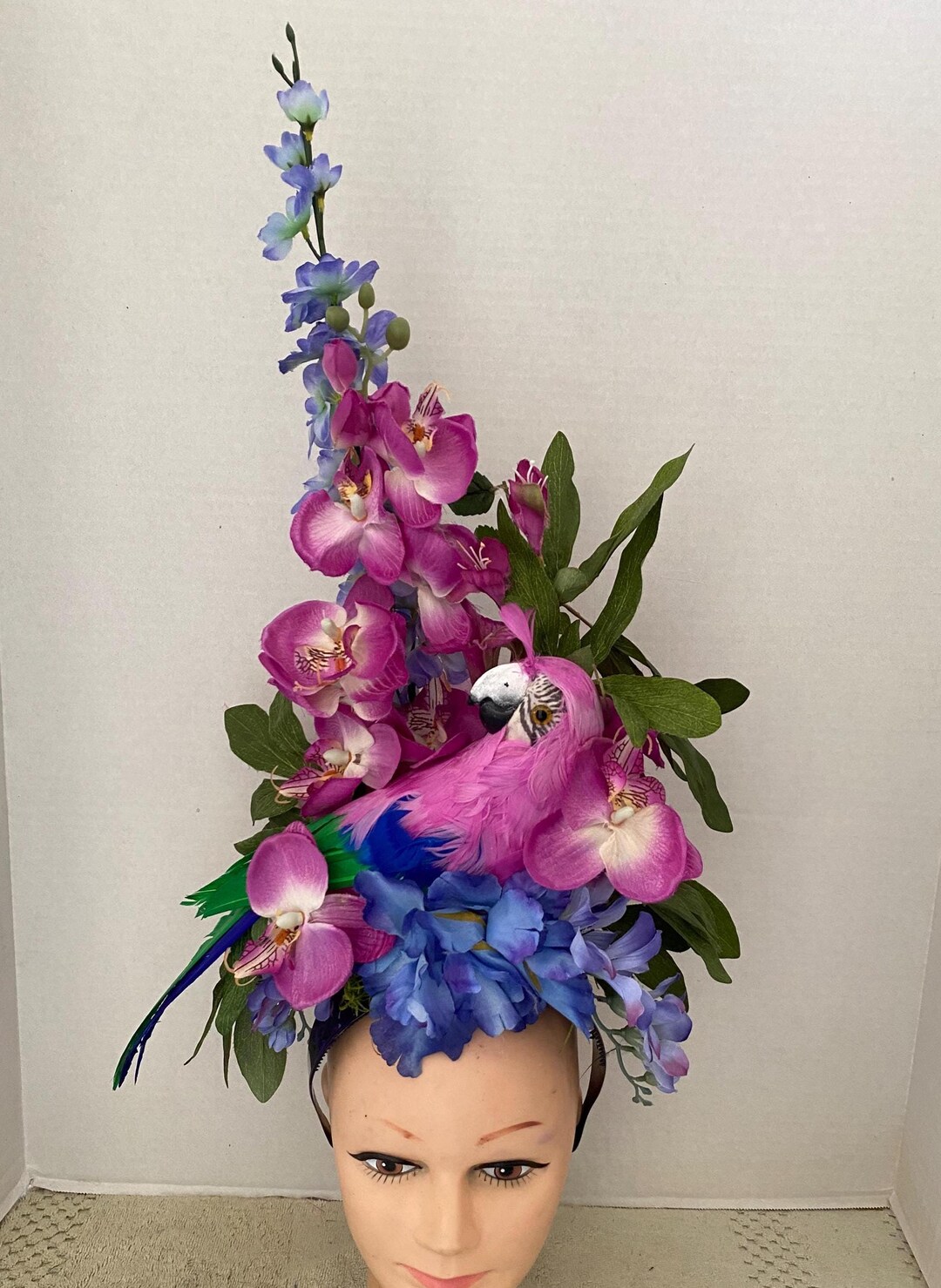 Jumbo Pink & Blue Tropical Parrot Headpiece - Etsy