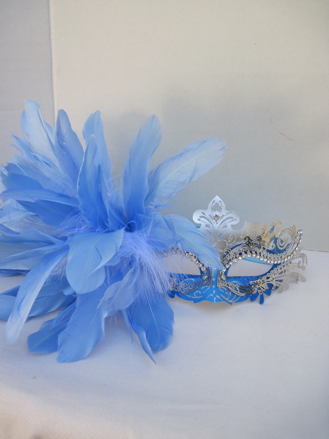 Turquoise Blue Masquerade Mask With Silver Metal Overlay Blue | Etsy