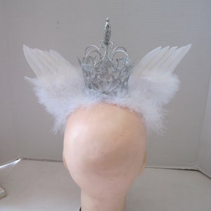 Silver Crown With White Feathered Wings - Etsy