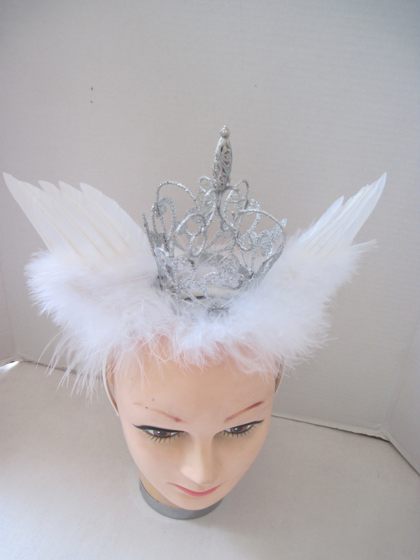 Silver Crown With White Feathered Wings - Etsy