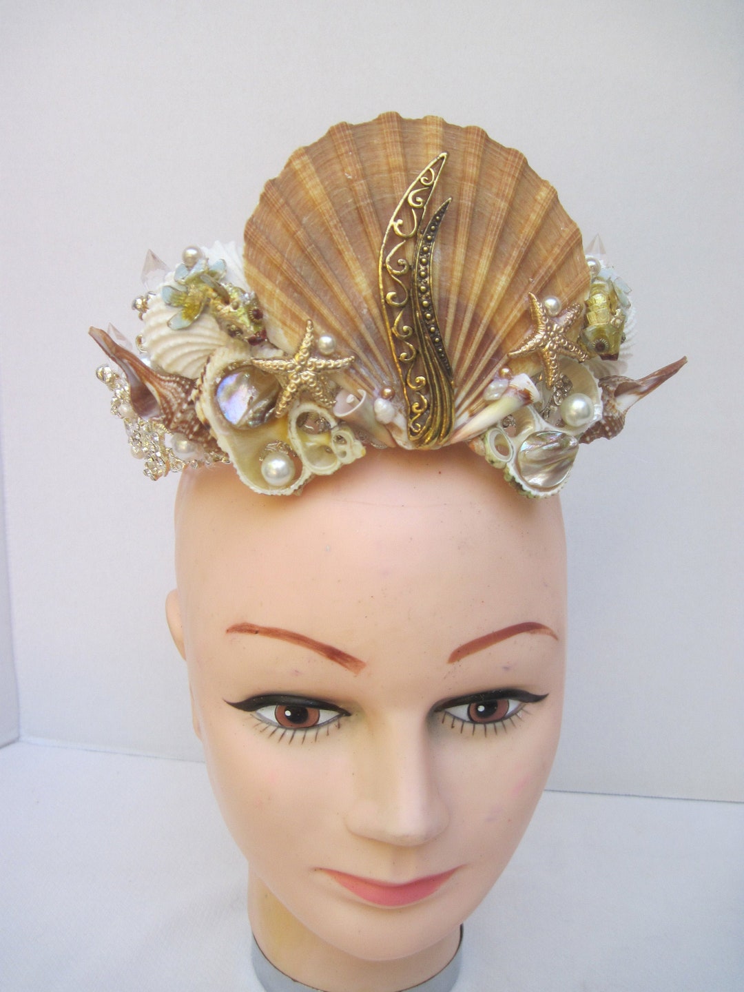 Mermaid Sea Crown With Authentic Ocean Shells & Pearls With Cloisonne ...