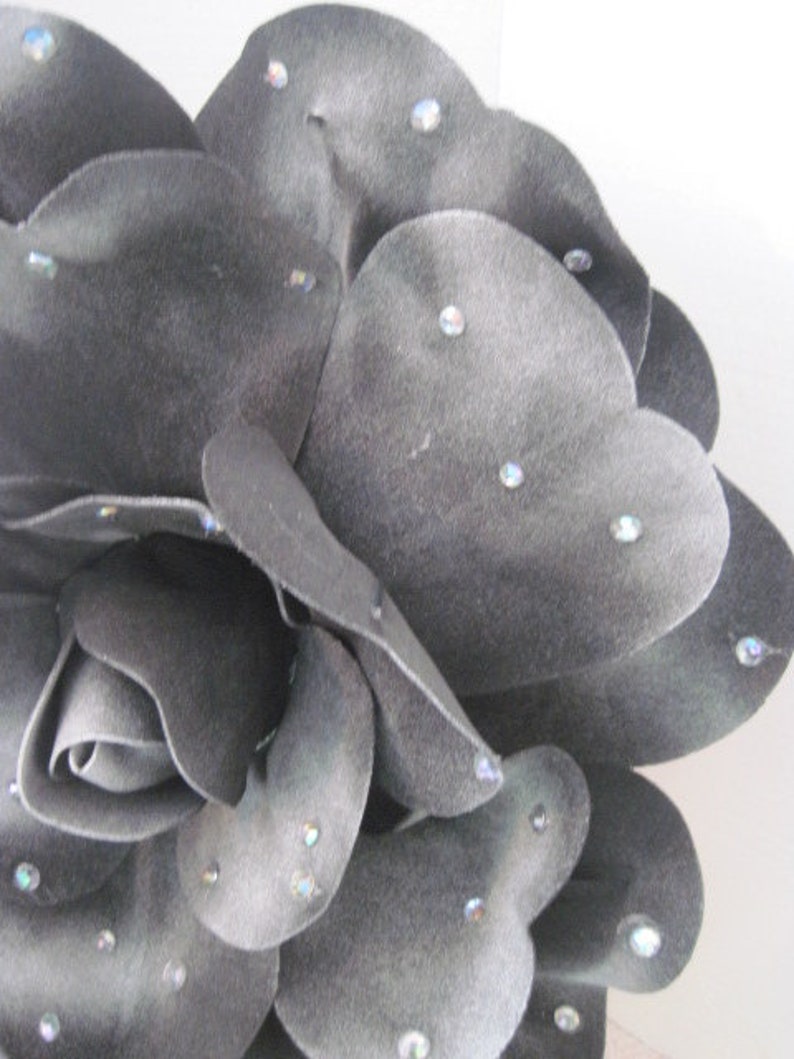 Elegant Extra Large Single Black Rose With Crystals Accents - Etsy