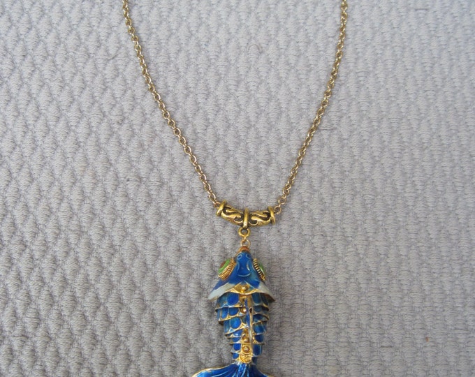Ocean Blue Large Cloisonne Fish Pendant Necklace - Etsy