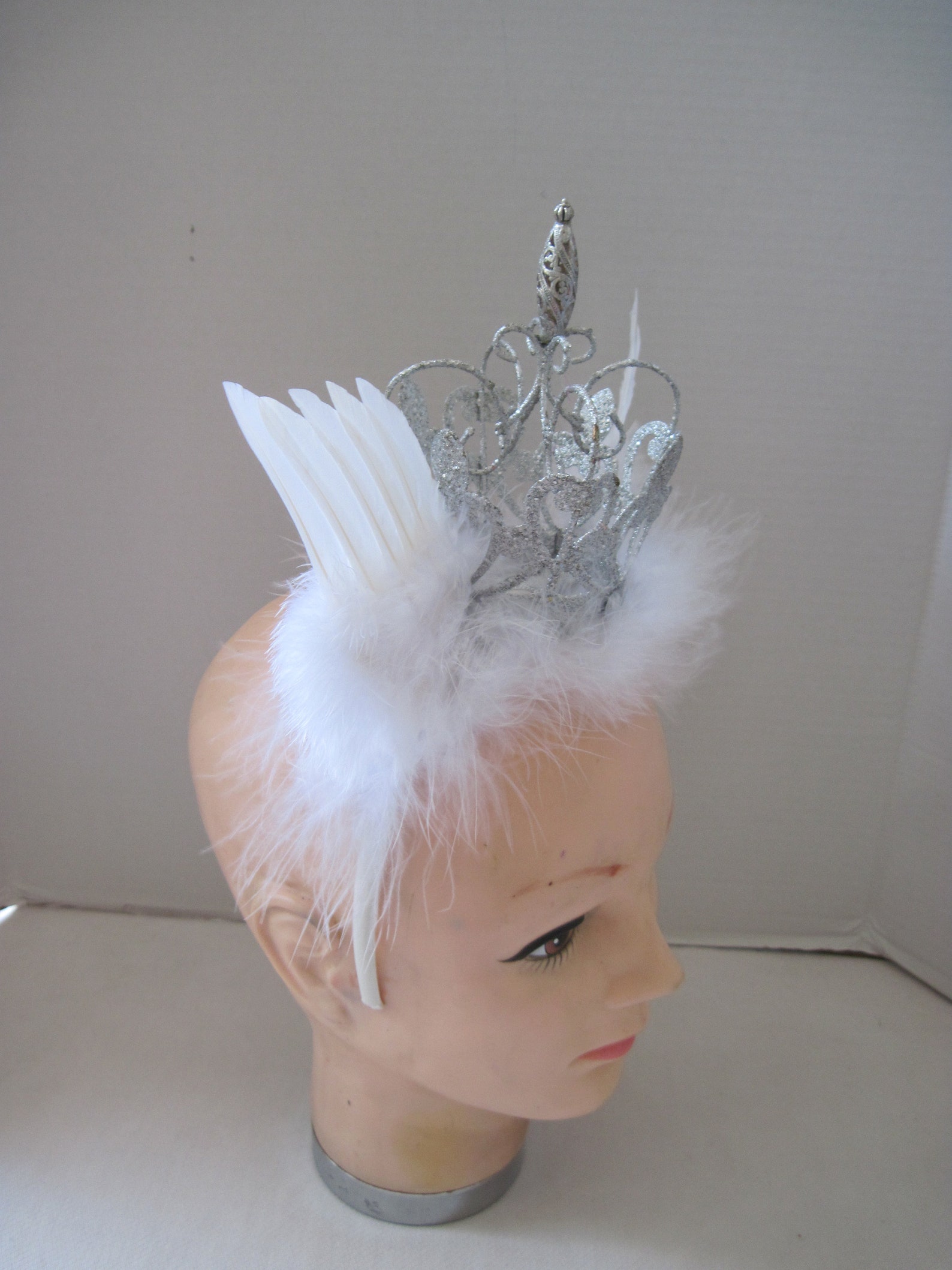 Silver Crown With White Feathered Wings - Etsy