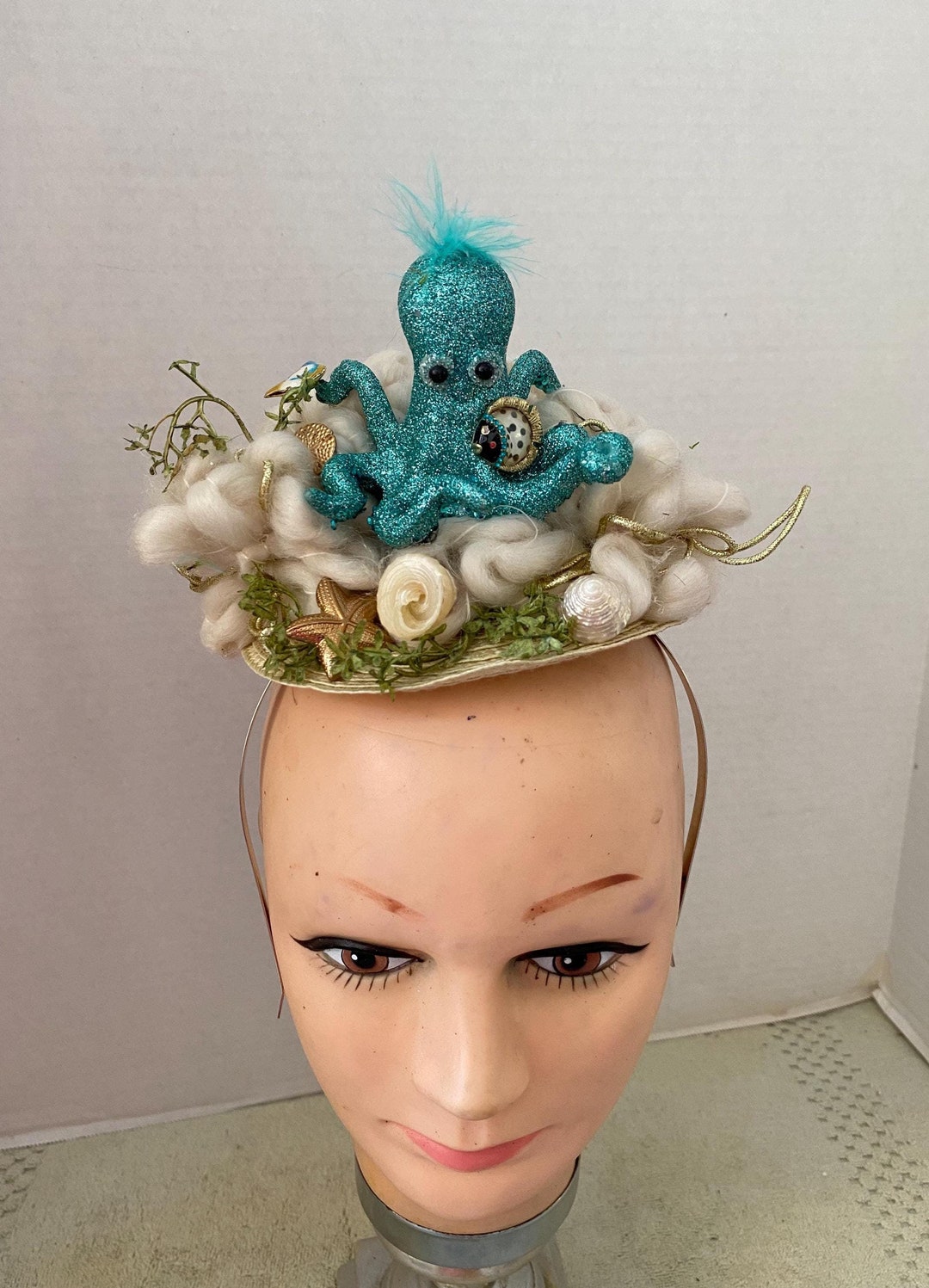 Curly Turquoise Octopus in Ocean With Authentic Sea Shells - Etsy