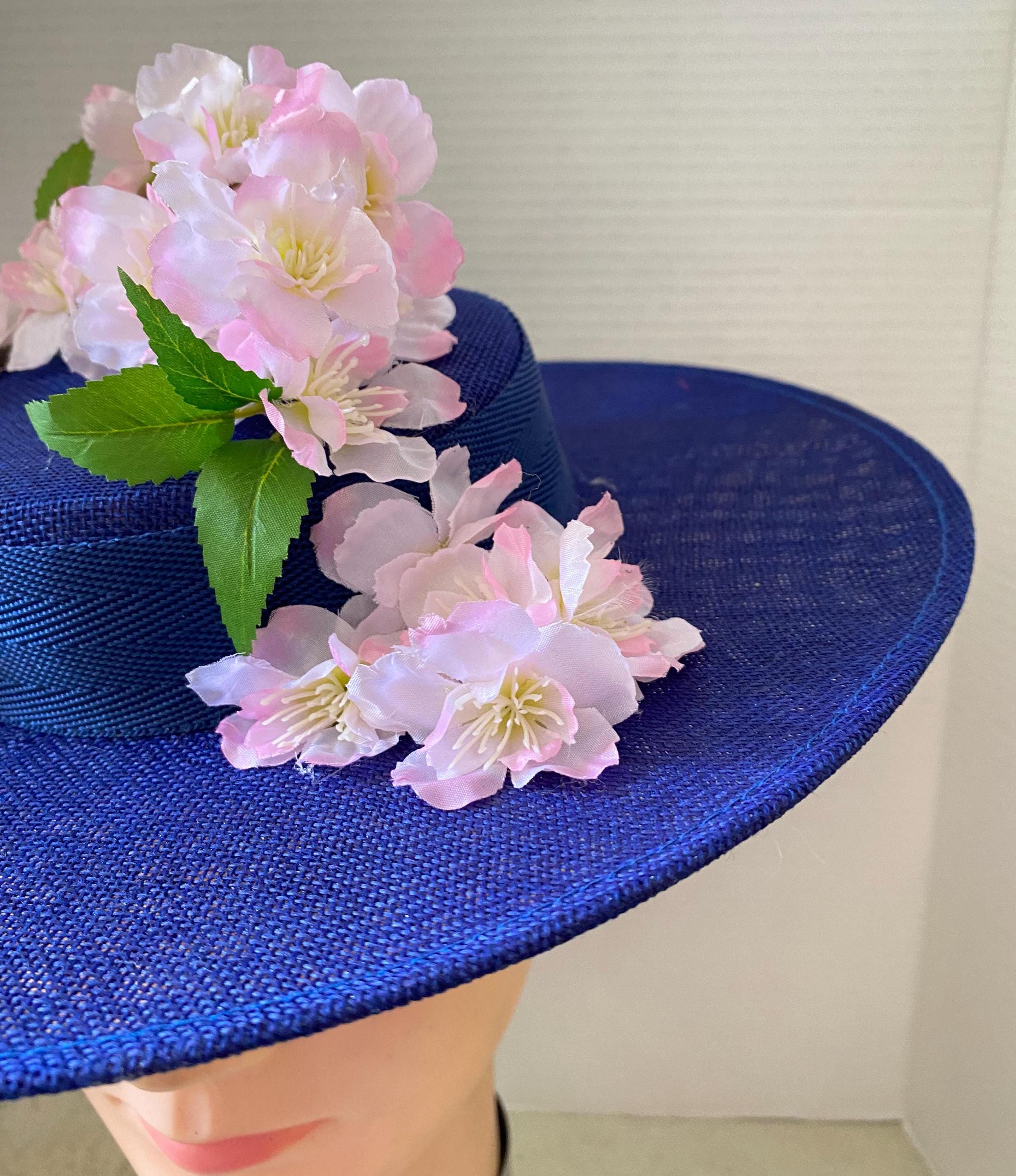 Blue Hat With Pink Cherry Blossoms - Etsy