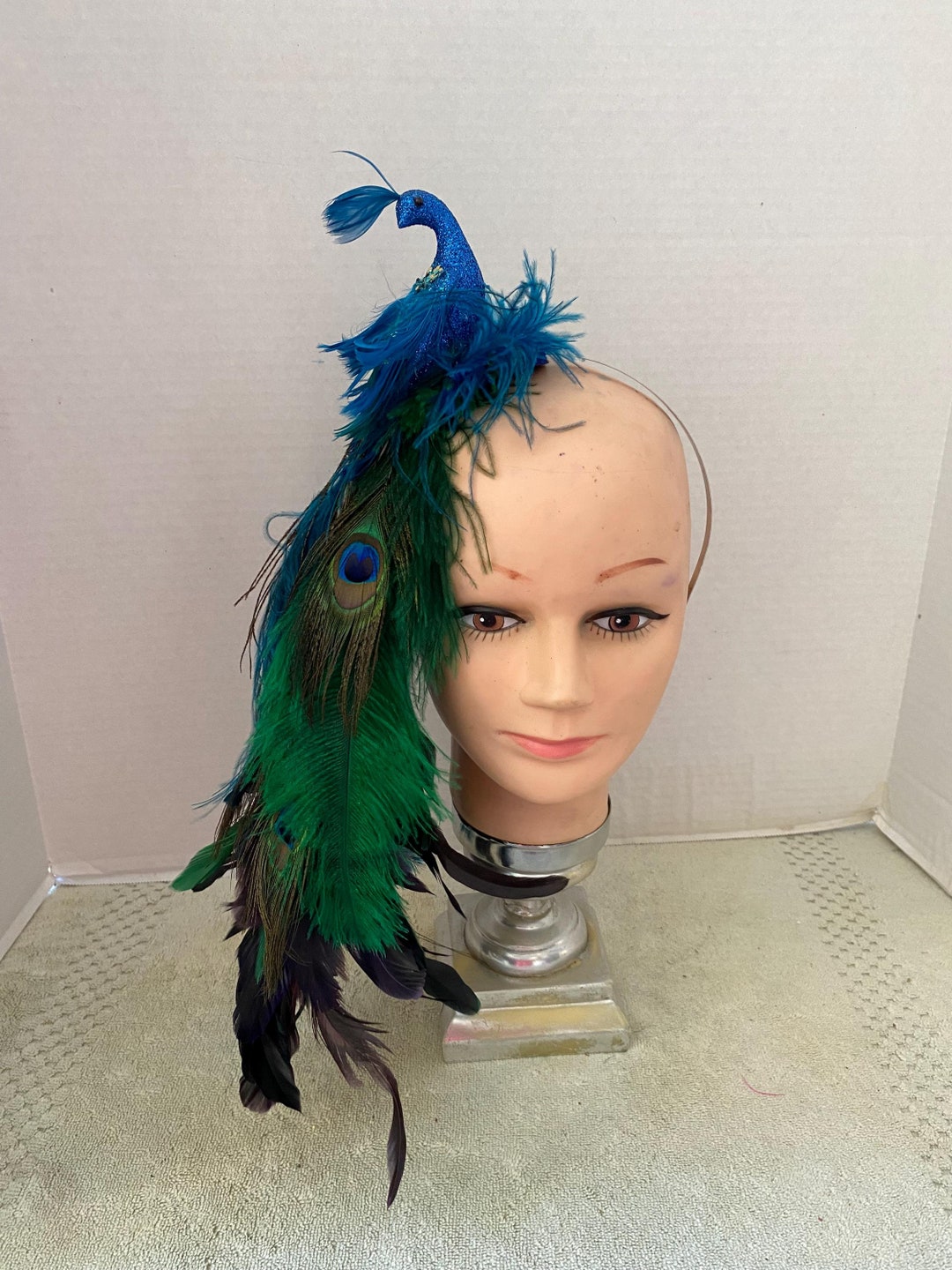 Feathered Blue And Green Peacock Fascinator Etsy