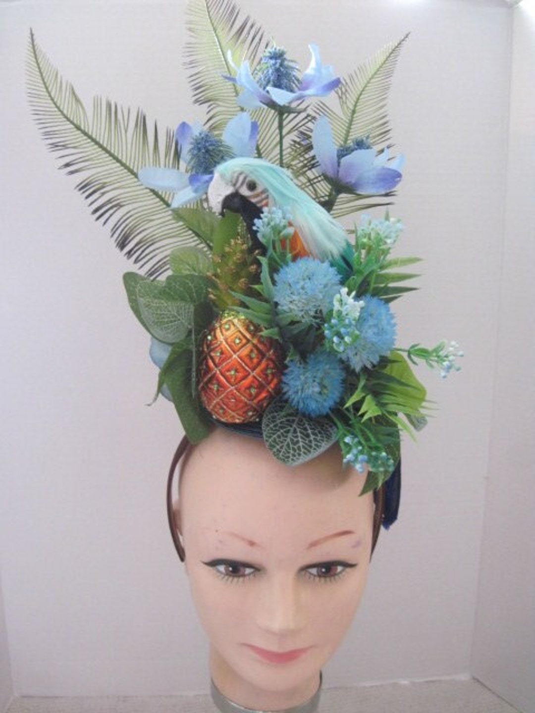 Turquoise & Dark Blue Parrot With Pineapple Headpiece - Etsy