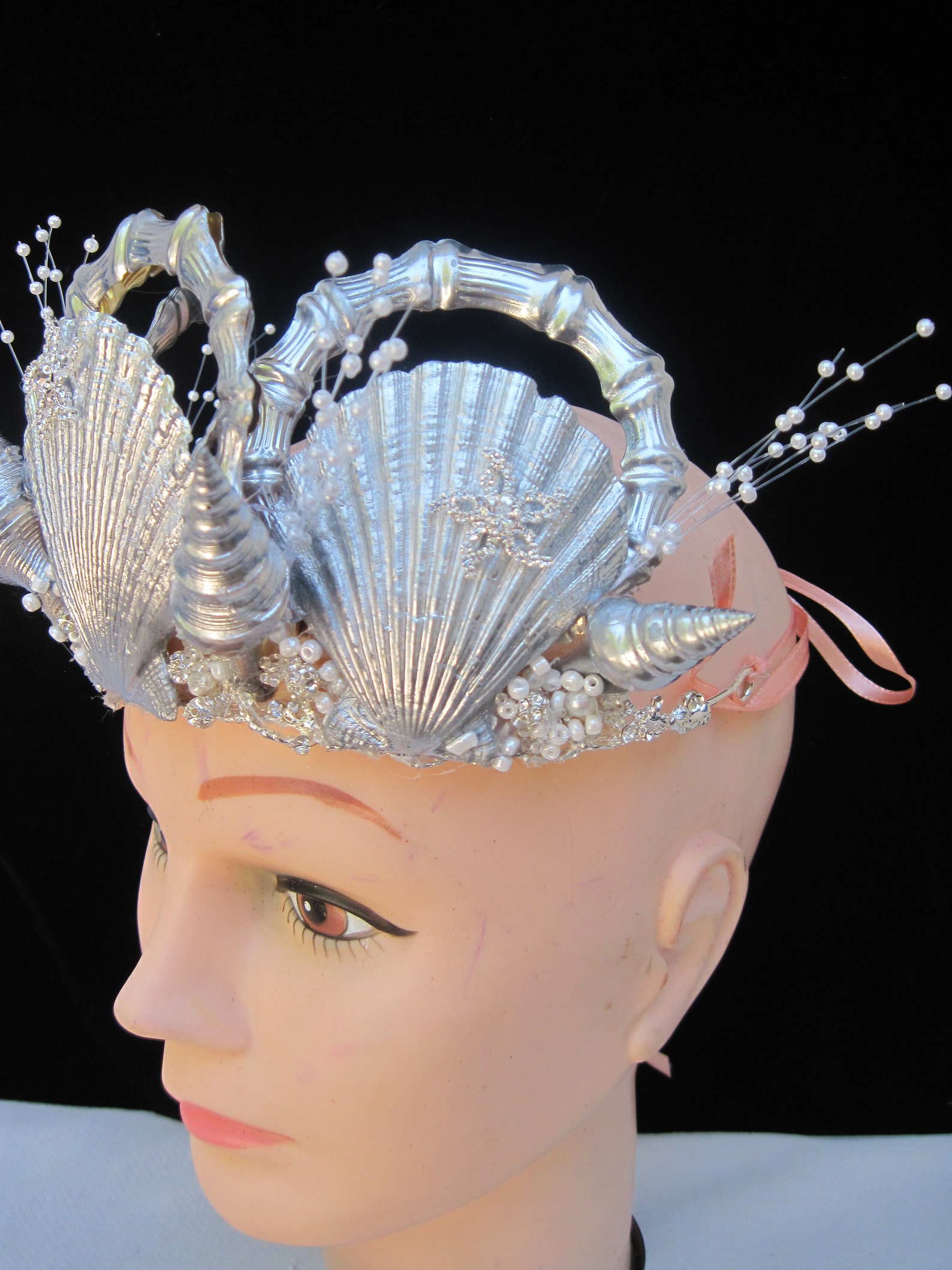Silver Mermaid Headpiece With Shells Arches and Faux Pearls - Etsy Sweden