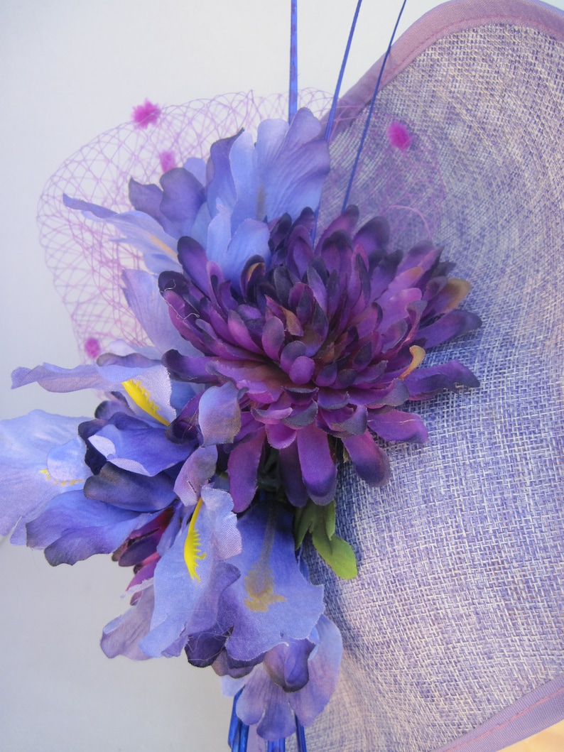 Lavender Purple Tear Drop Fascinator With Purple Iris & - Etsy