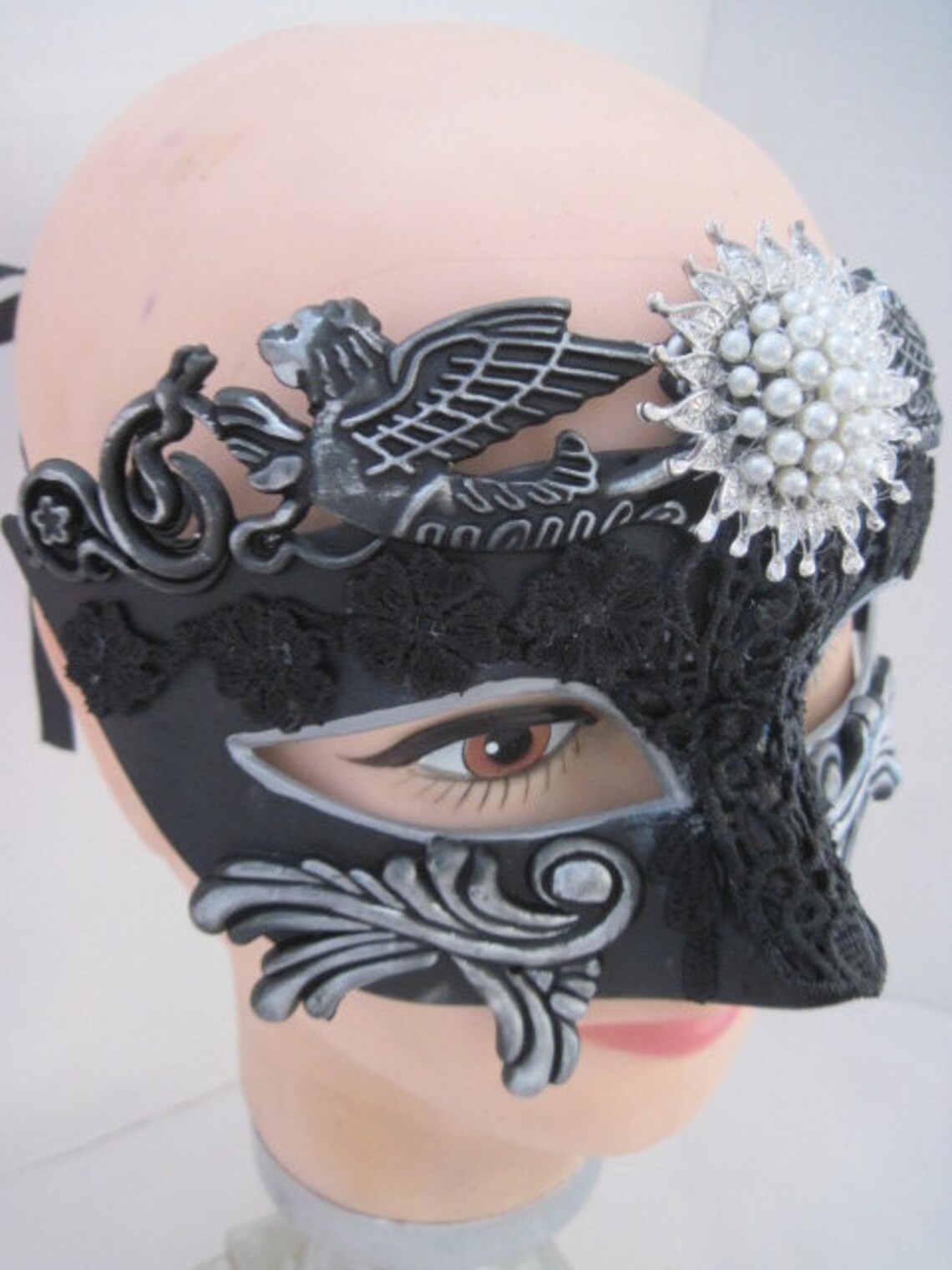 Feminized Black N Silver Gladiator Mask | Etsy