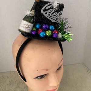 Black Shiny Top Hat With Champagne & Celebrate Sign - Etsy