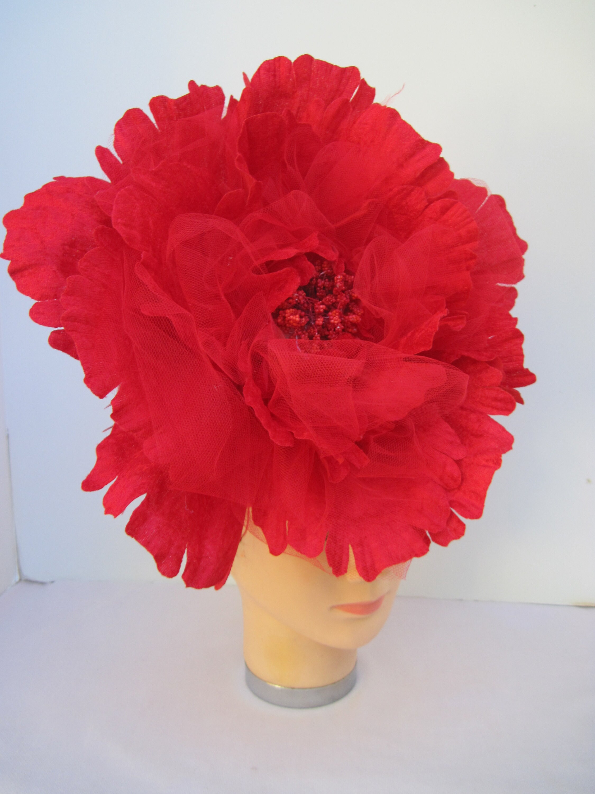 Red Flower Headpiece - Etsy