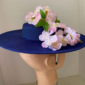 Blue Hat With Pink Cherry Blossoms - Etsy