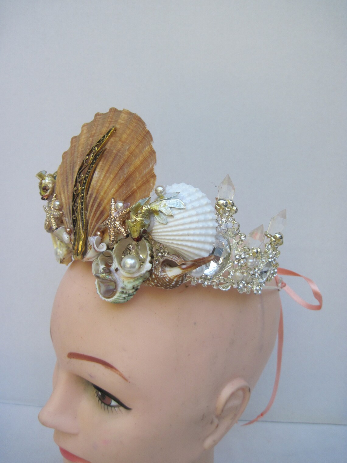 Mermaid Sea Crown With Authentic Ocean Shells & Pearls With | Etsy