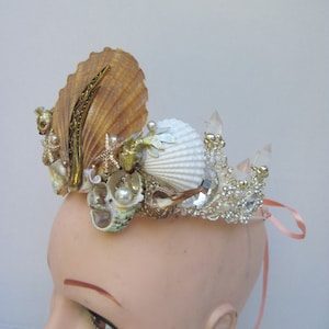 Mermaid Sea Crown With Authentic Ocean Shells & Pearls With Cloisonne ...